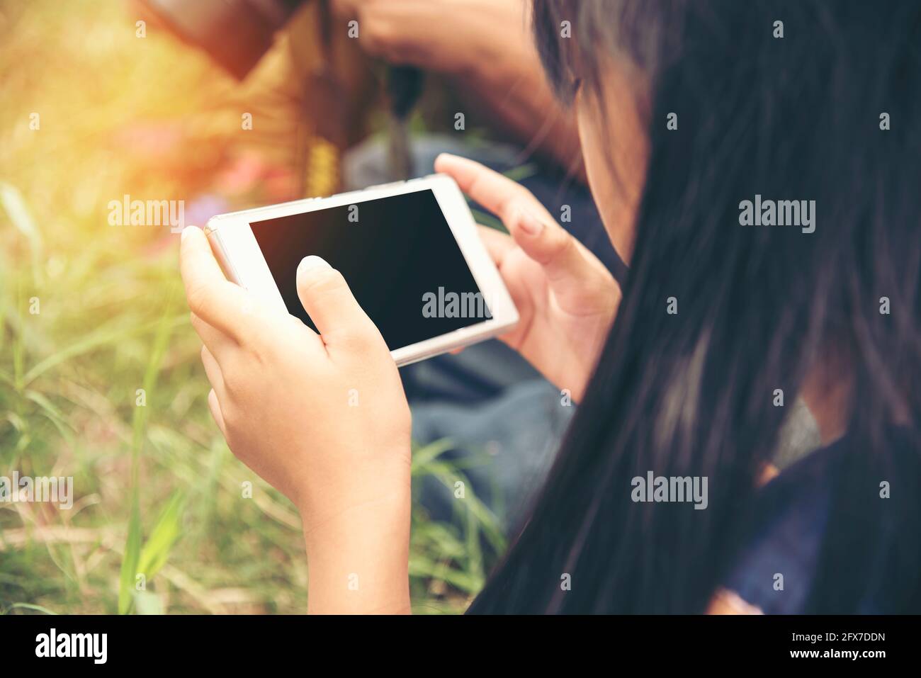 Smart girl using internet to searching for homework Stock Photo - Alamy
