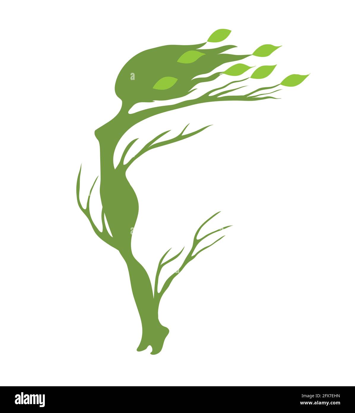 Woman tree abstract nature illustration isolated on white background ...