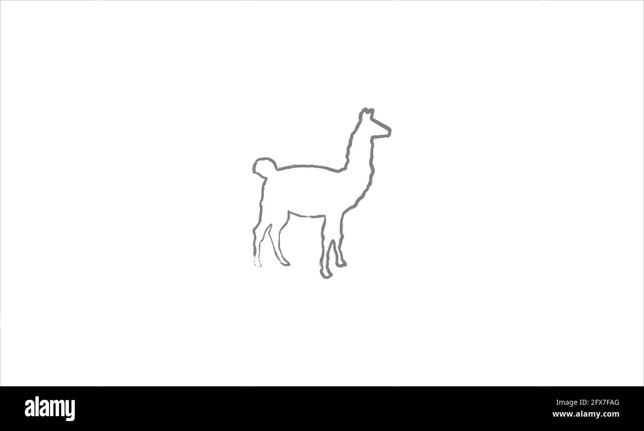 Alpaca llama animal hand drawn logo icon design silhouette illustration ...