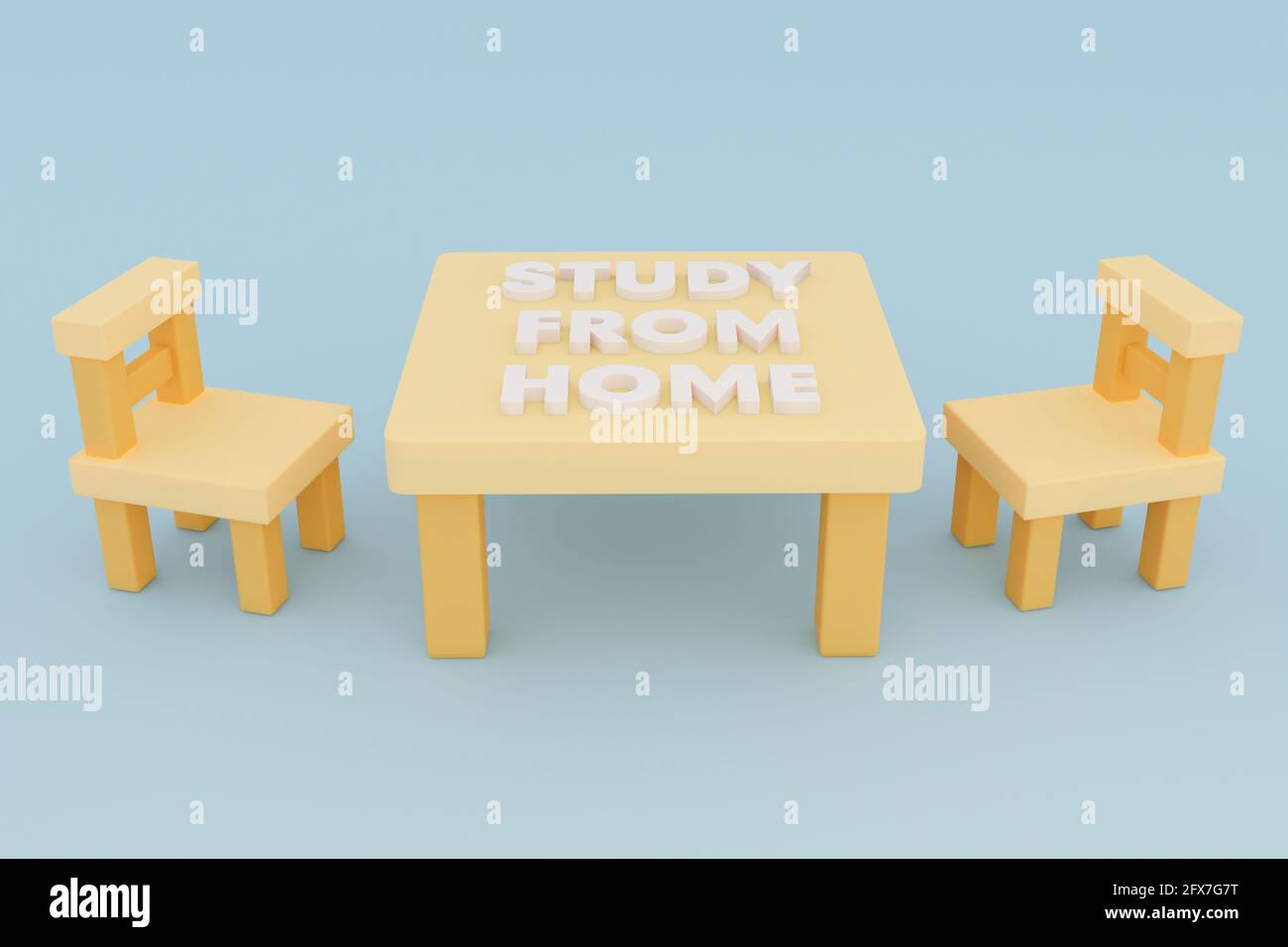 Study form home with wooden table and chair, 3d illustration Stock ...