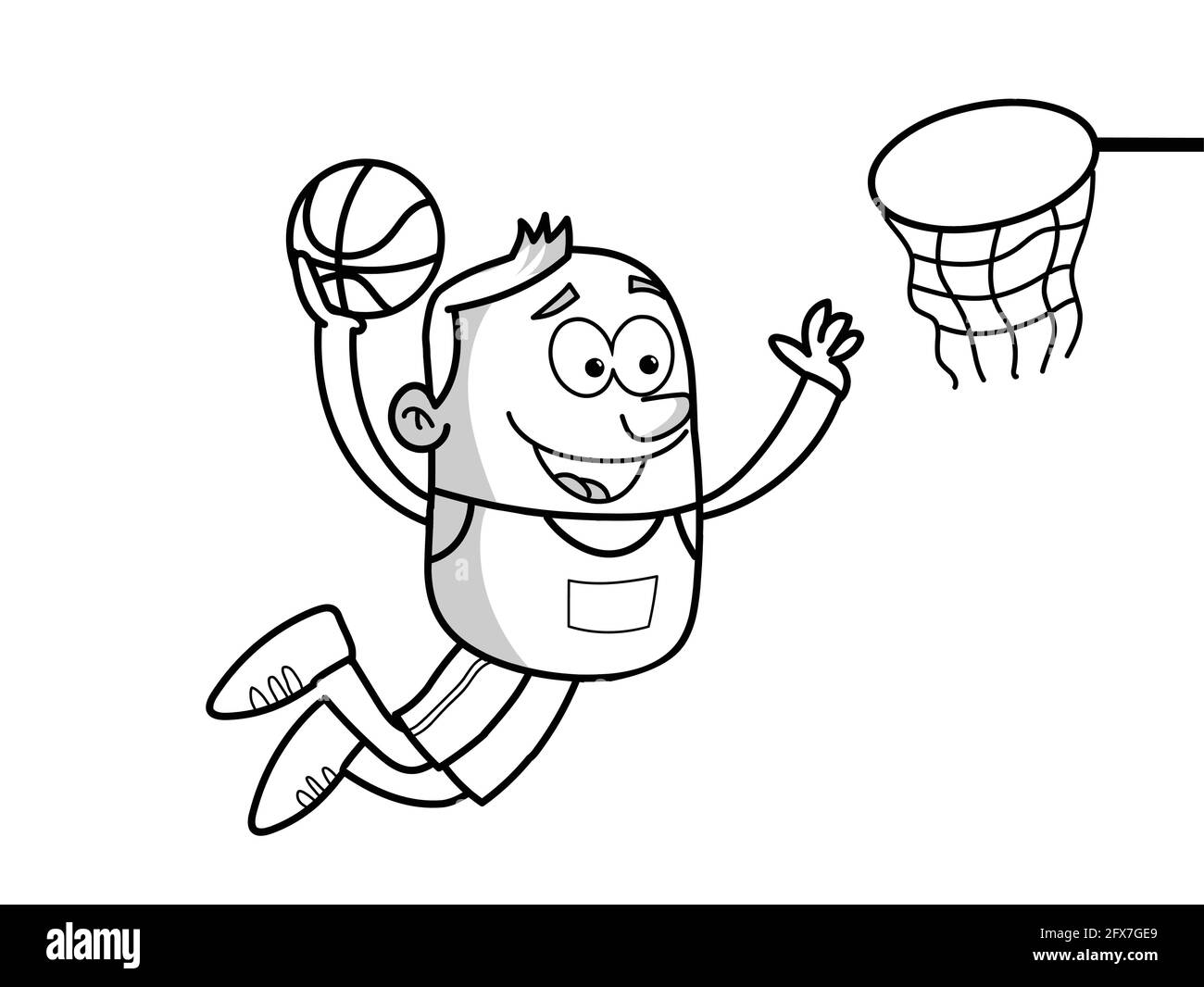 Baakset Ball Player Stick Figure Cartoon Vector Illustration Stock