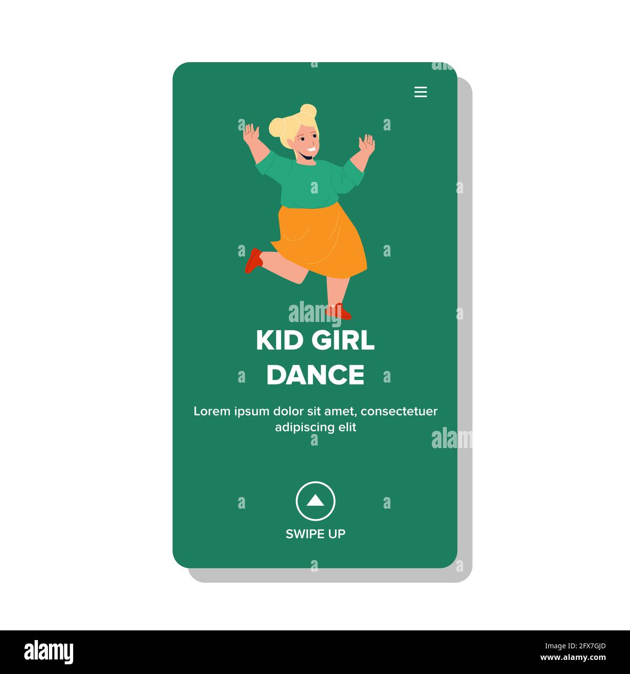 Kid Girl Dance To Music On Birthday Party Vector Stock Vector Image ...