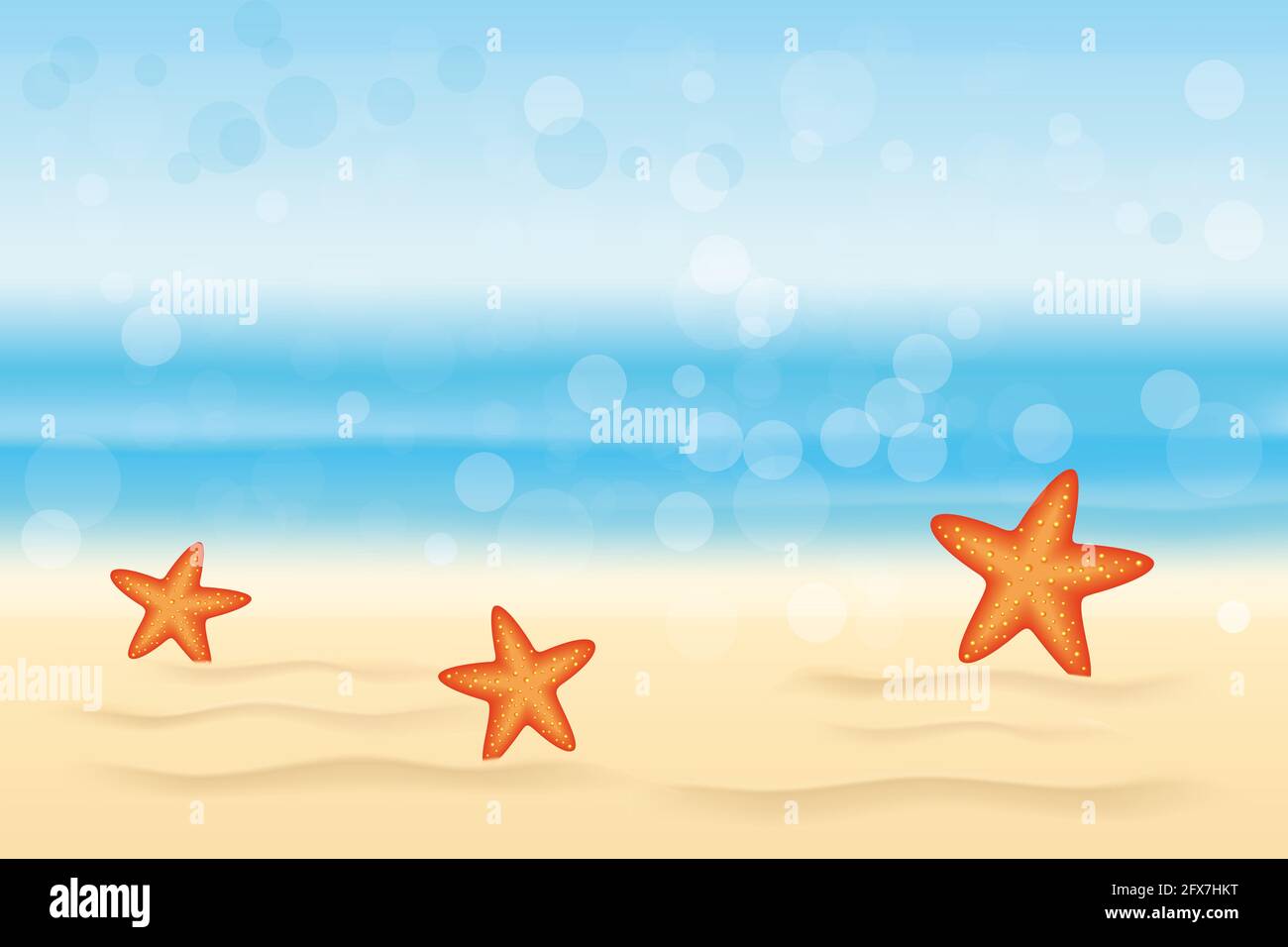 Summer beach background with sea stars - beautiful neutral illustration ...