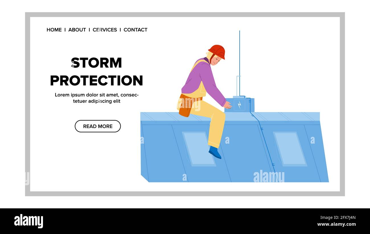 Storm Protection System Installing Engineer Vector Stock Vector Image ...