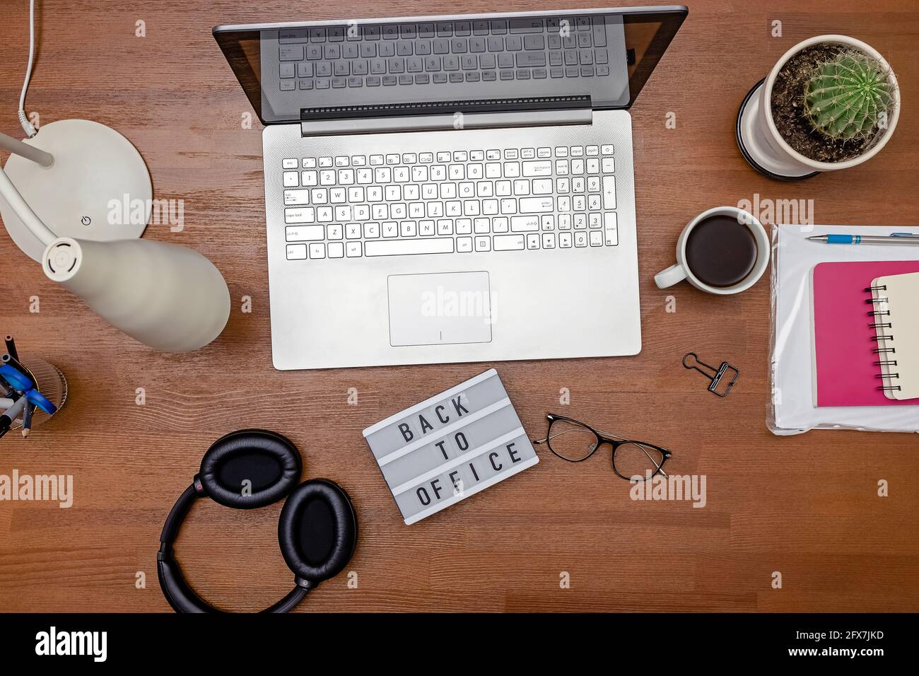 Laptop desk back view hi-res stock photography and images - Alamy