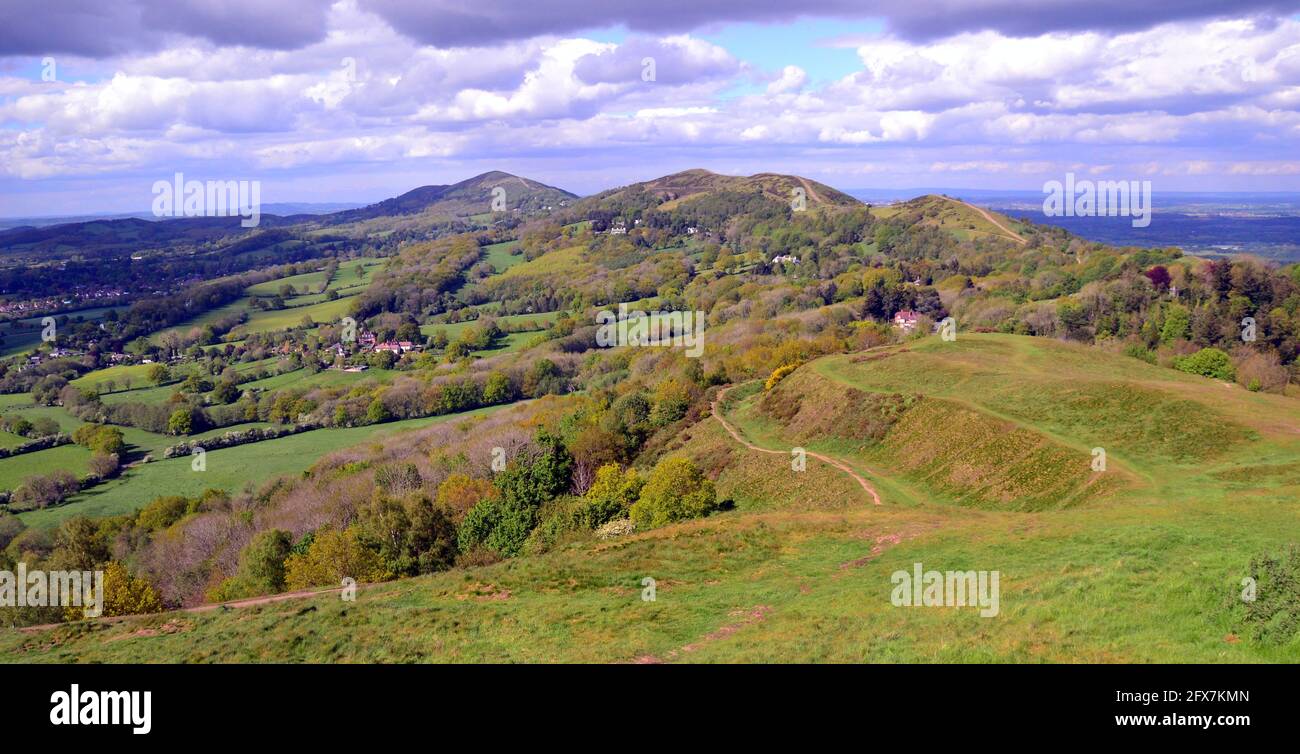 A high angle view of English countryside from the British Camp, an Iron ...