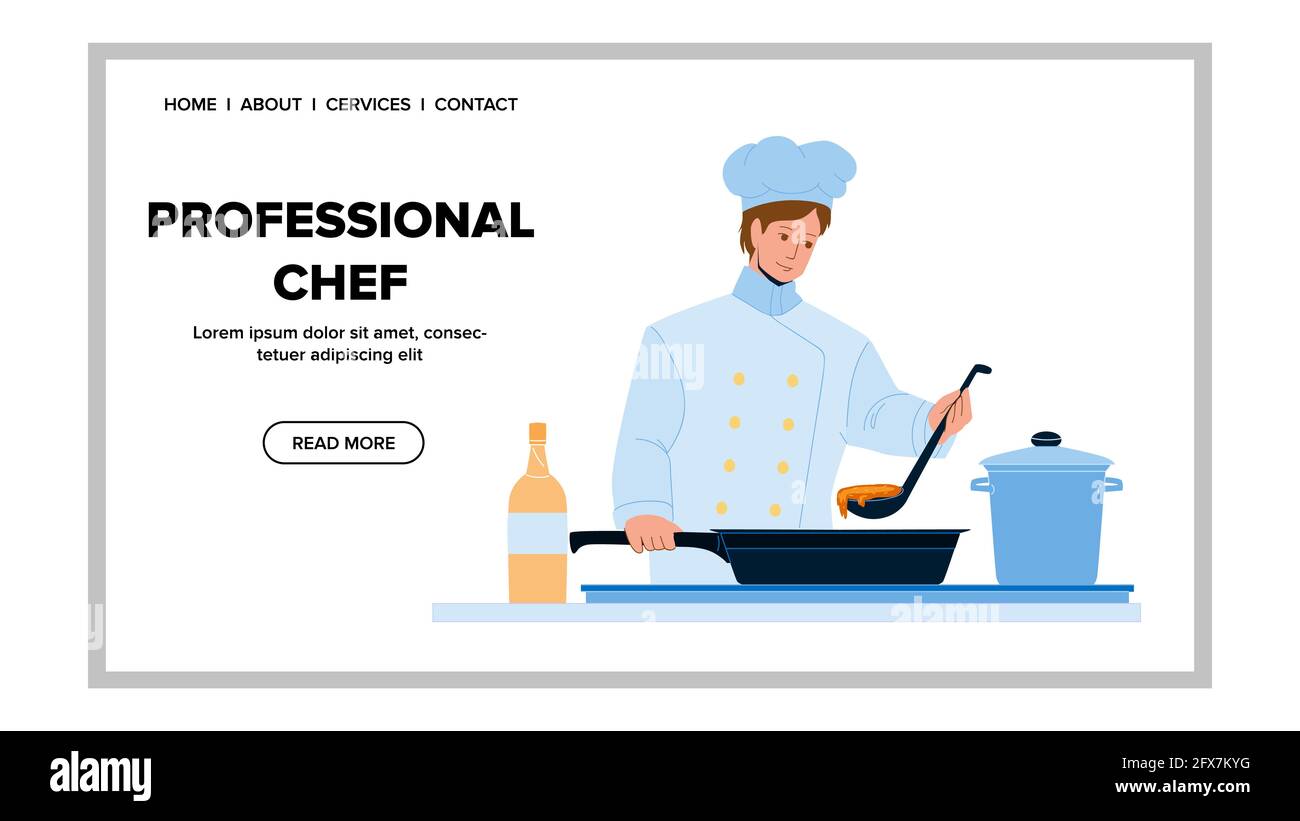 Professional Chef Cooking Delicious Dish Vector Stock Vector Image ...