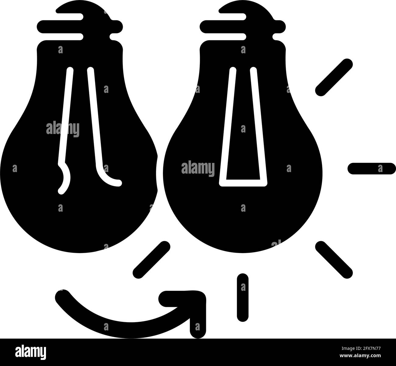 Changing lightbulb black glyph icon Stock Vector Image & Art - Alamy
