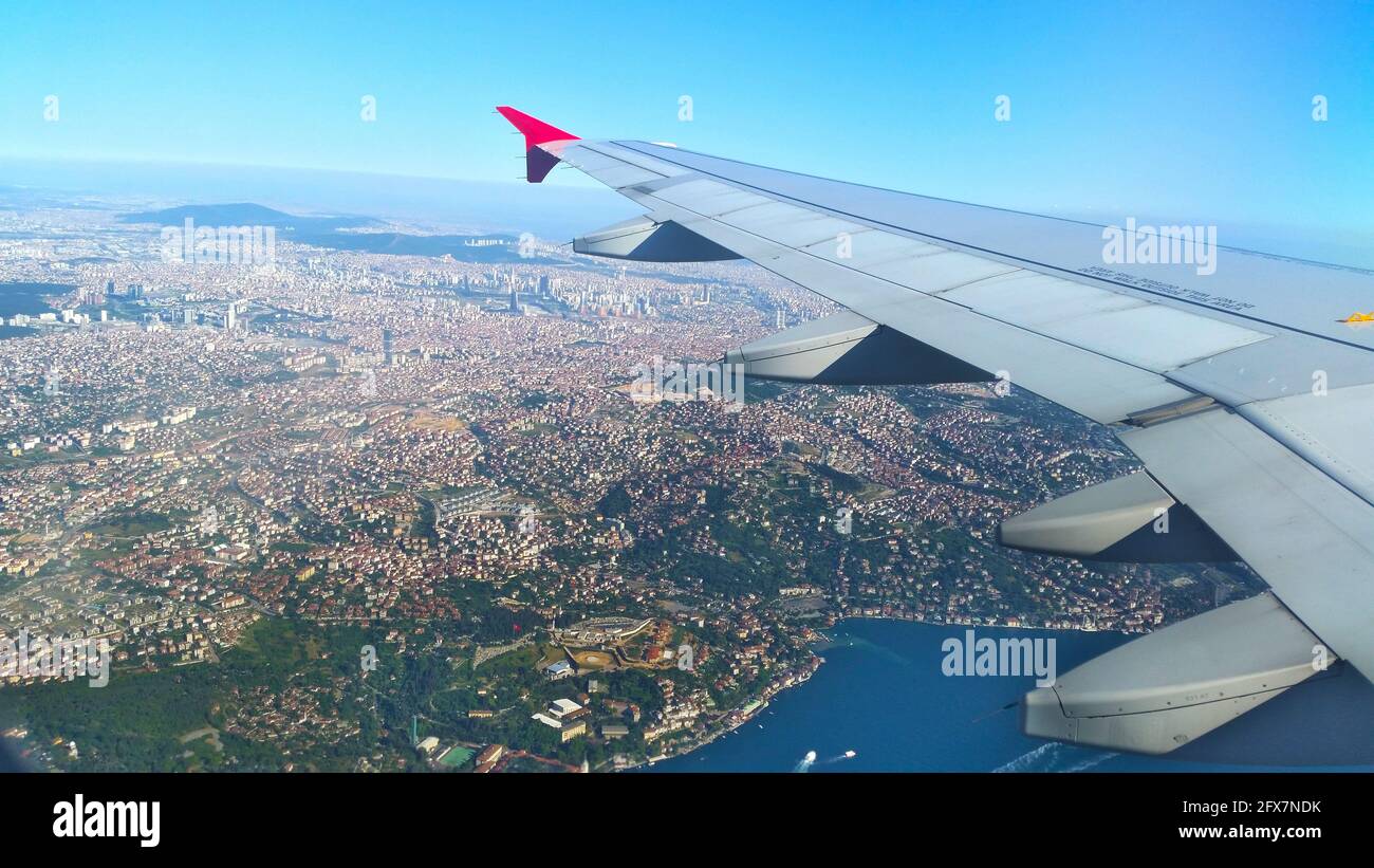 Closeup shot of an airplane wing in the ai Stock Photo - Alamy