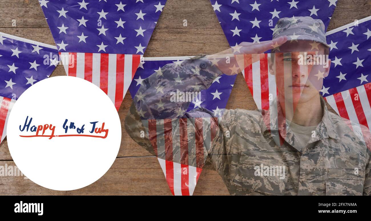 American soldier saluting flags hi-res stock photography and images - Alamy