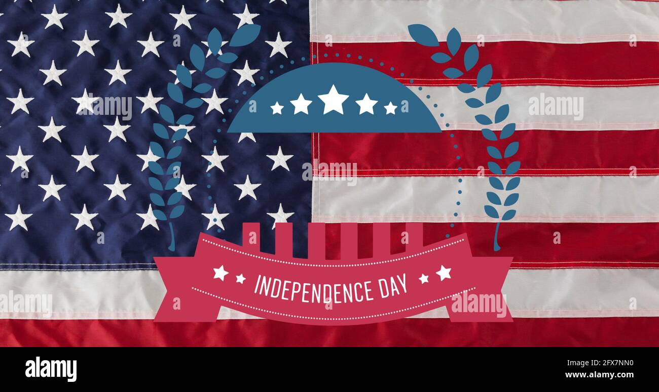 Composition of independence day text over american flag Stock Photo - Alamy