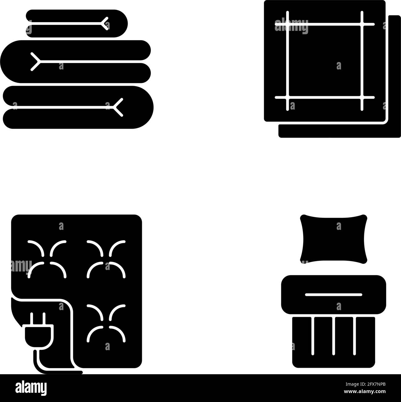 Household textile black glyph icons set on white space Stock Vector ...