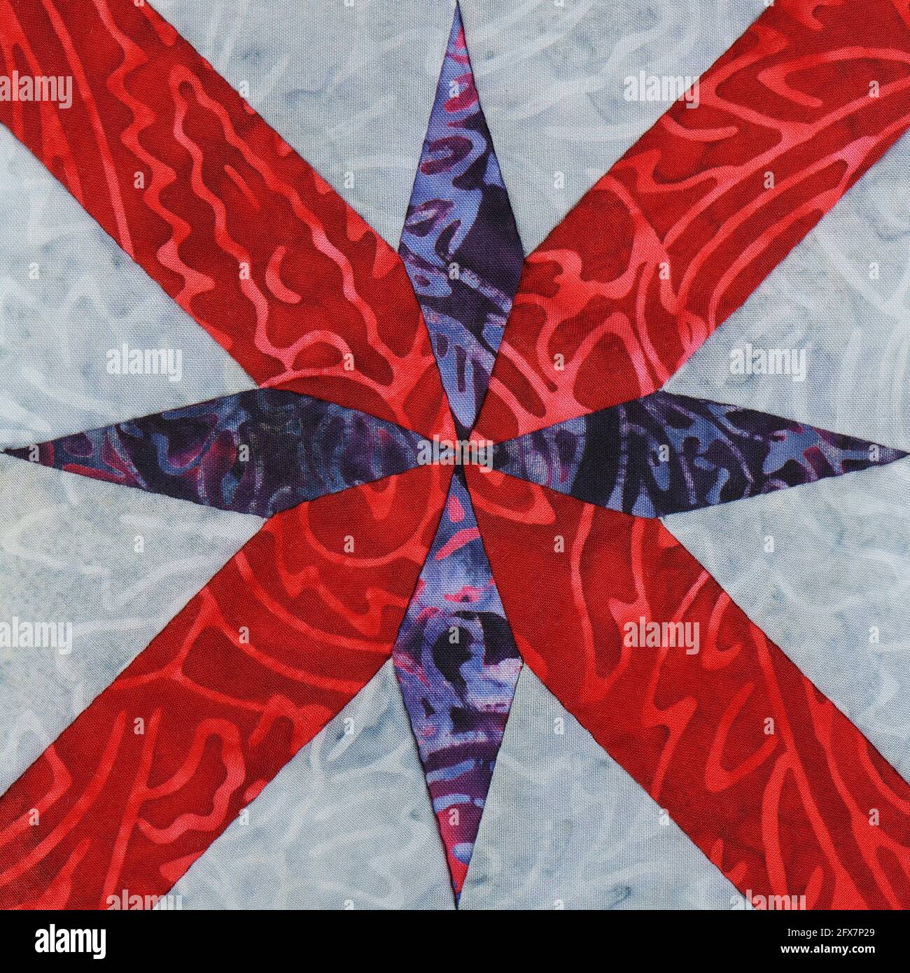 Patchwork block from pieces of batik fabrics, detail of quilt Stock ...