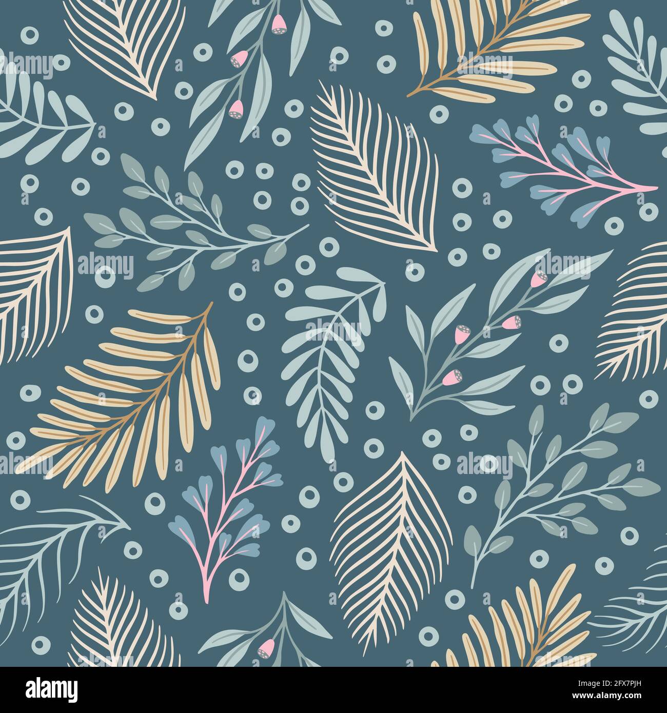 Seamless cute floral vector pattern with plant and flowers. Flower ...