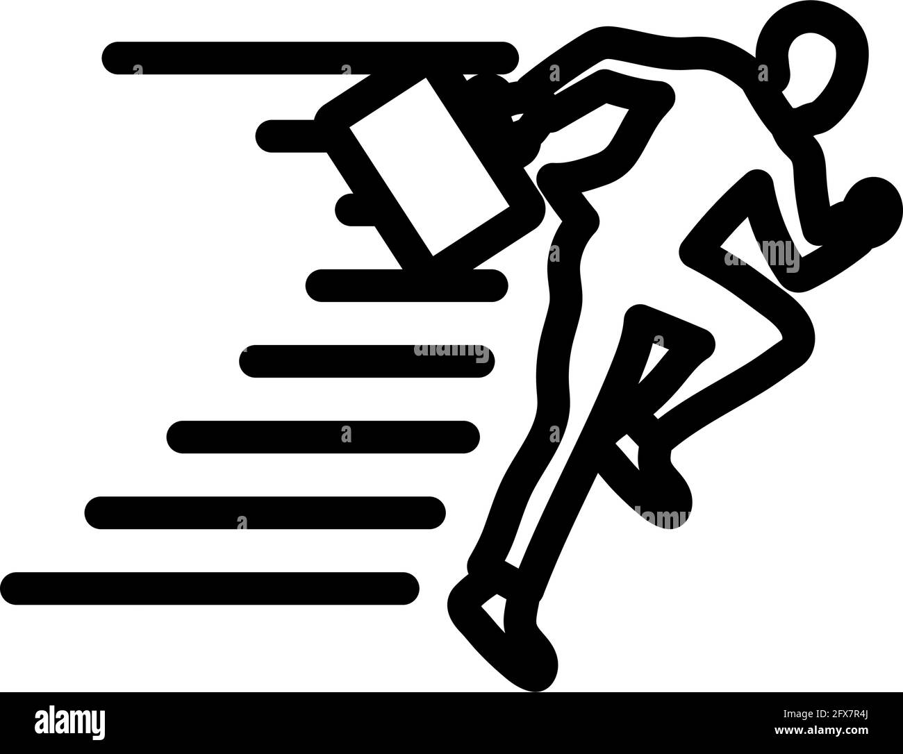 Icon Of Accelerating Businessman. Editable Bold Outline Design. Vector ...