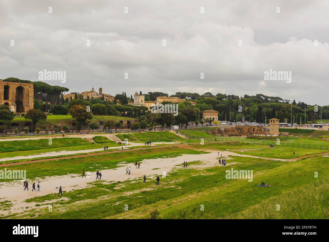 Walkers in the site of the Ancient Circus Maximus Stock Photo - Alamy