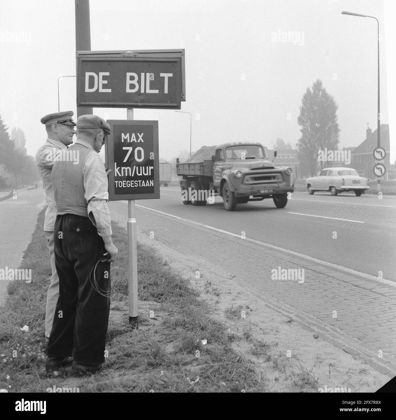 70 km signs at Den Bilt, 20 September 1961, The Netherlands, 20th ...