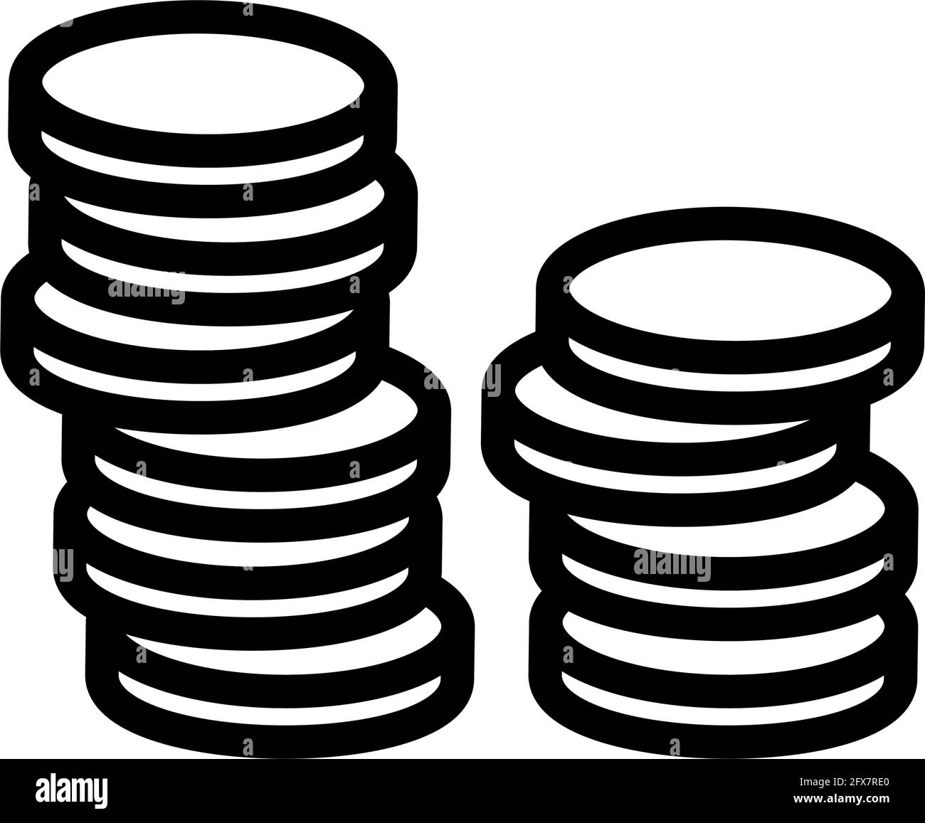Icon Of Stack Of Coins. Editable Bold Outline Design. Vector ...
