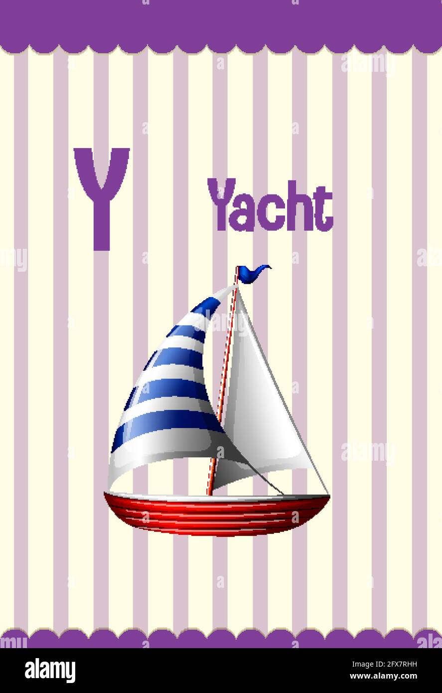 Alphabet flashcard with letter Y for Yacht illustration Stock Vector ...