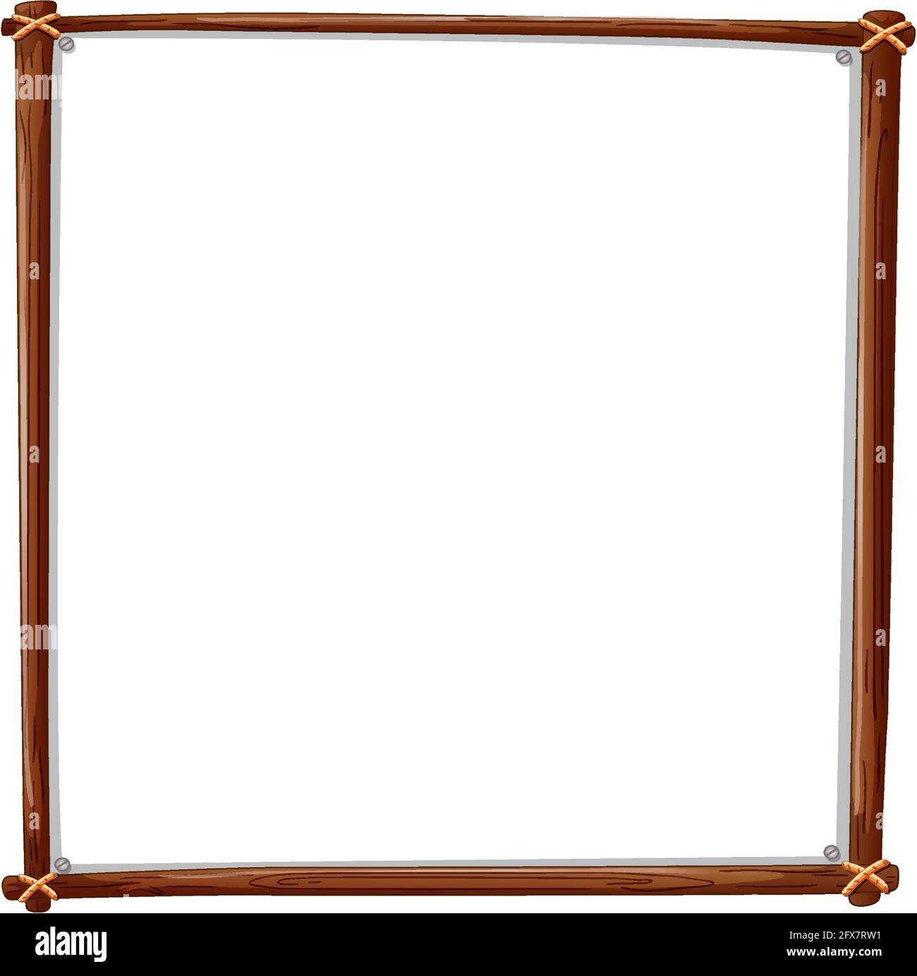 Wooden frame square isolated on white background illustration Stock ...