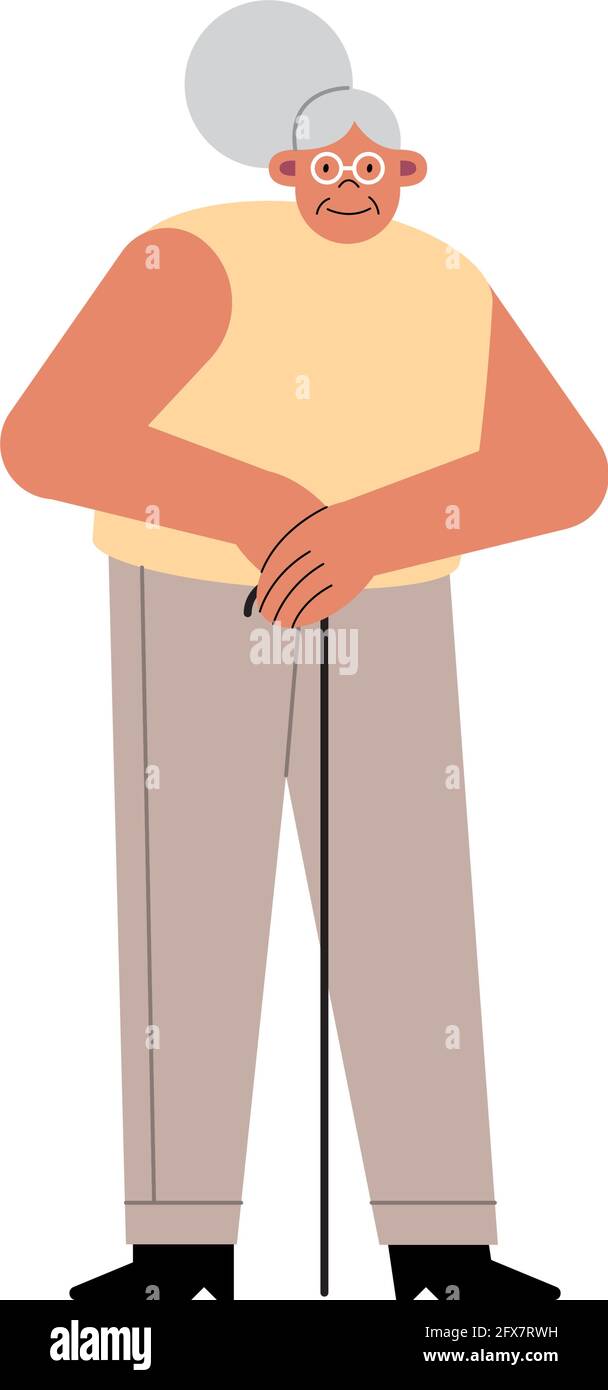 old woman with cane character Stock Vector Image & Art - Alamy