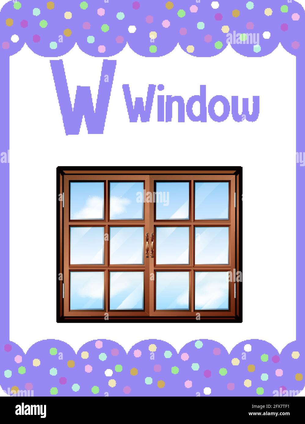 Alphabet flashcard with letter W for Window illustration Stock Vector ...