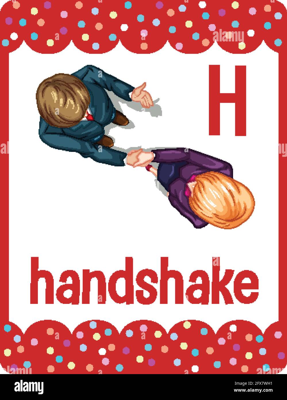 Alphabet flashcard with letter H for Handshake illustration Stock ...