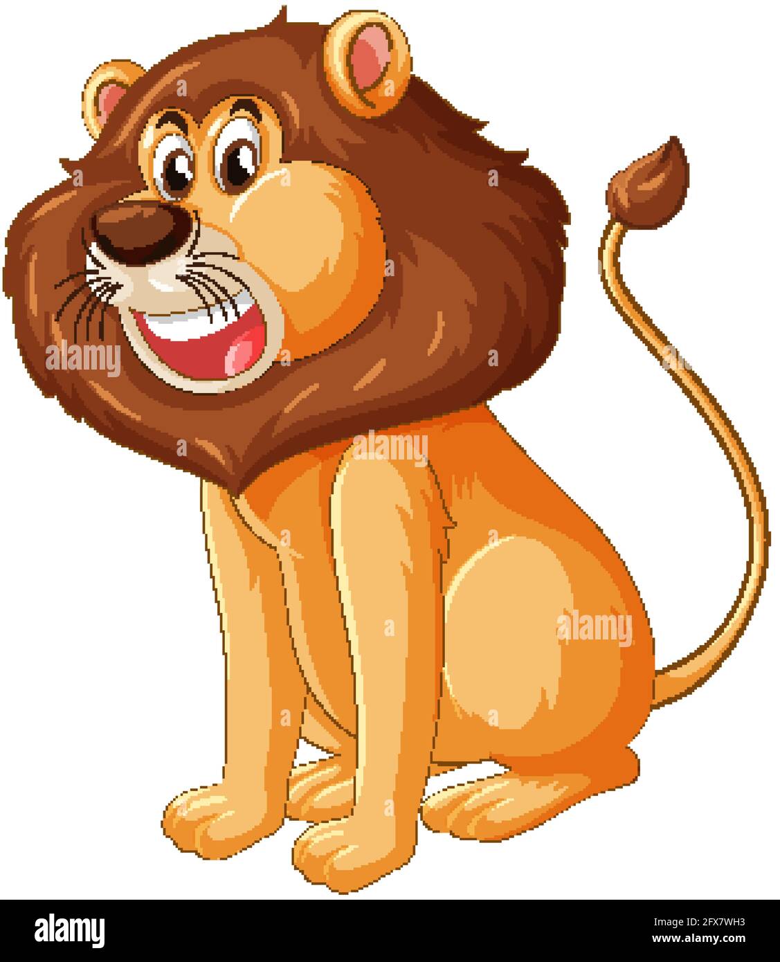 Lion cartoon character in sitting pose isolated illustration Stock ...