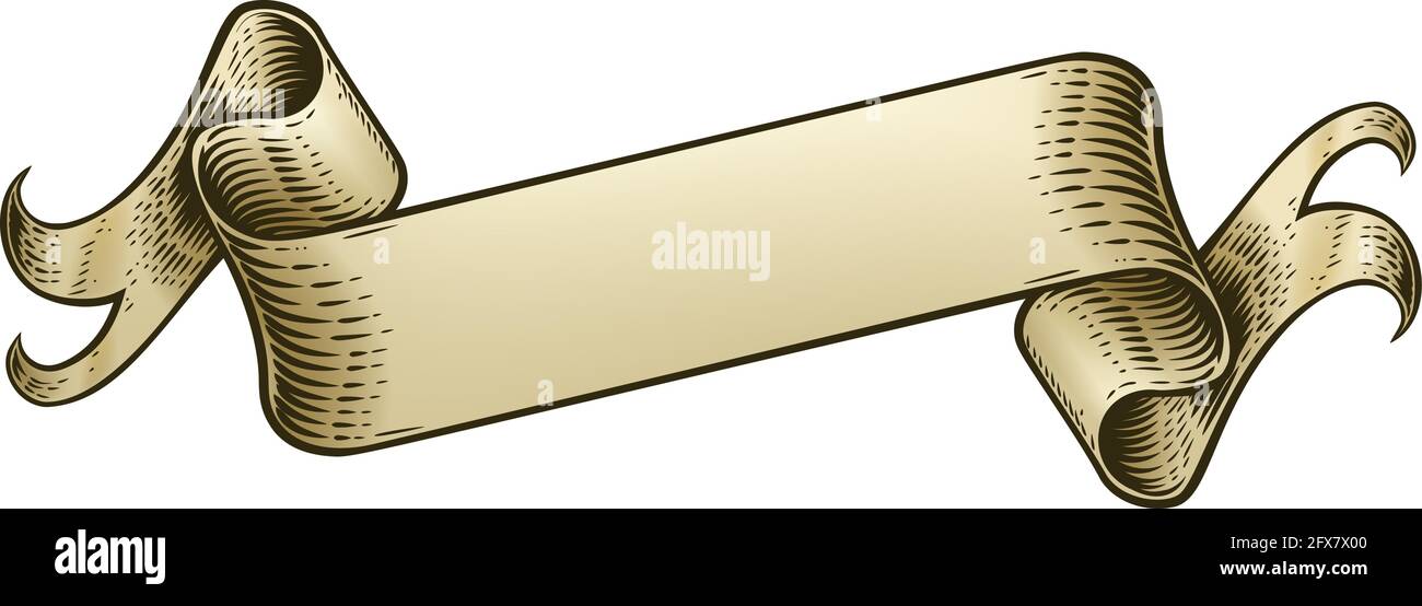 Scroll Vintage Woodcut Banner Paper Ribbon Drawing Stock Vector Image ...