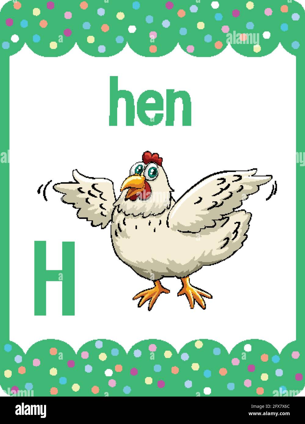 Alphabet flashcard with letter H for Hen illustration Stock Vector ...