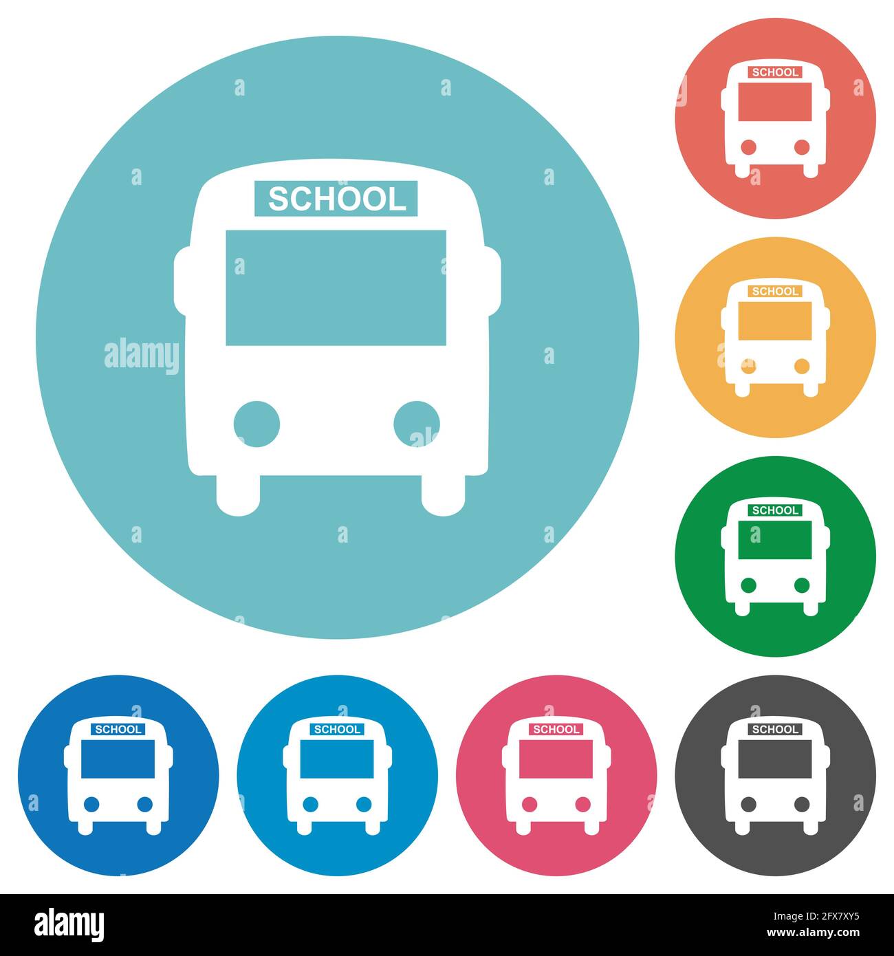 School bus with driver flat white icons on round color backgrounds Stock Vector Image & Art - Alamy