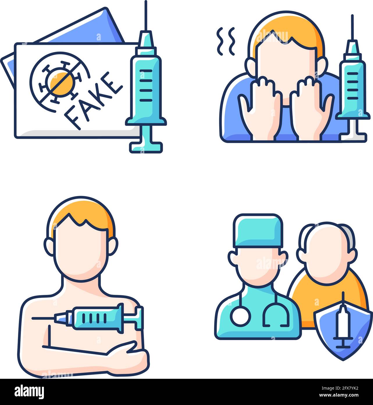 Vaccine inoculation RGB color icons set Stock Vector Image & Art - Alamy