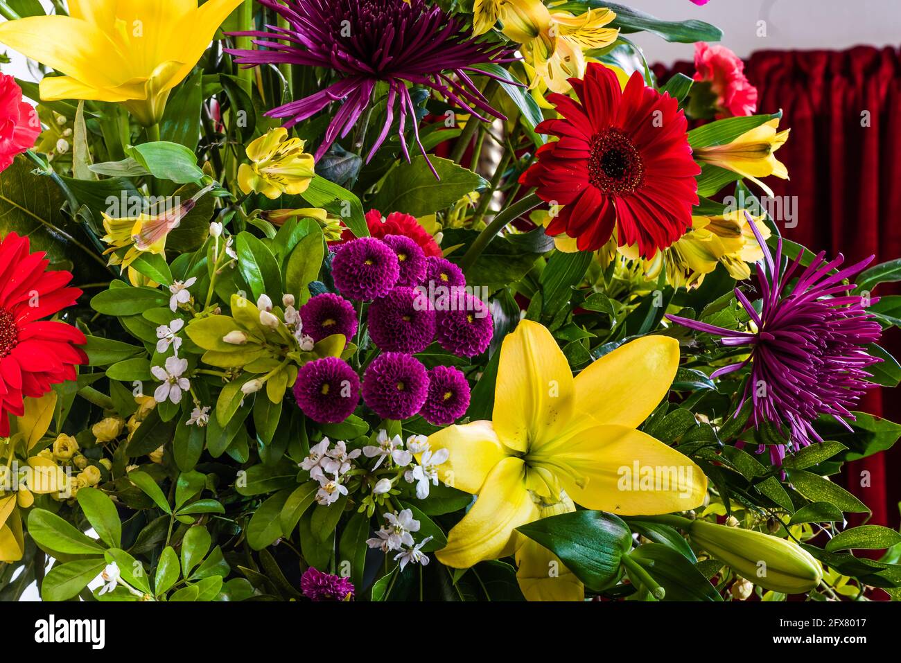 Flower display in memory at All Saints Church in East Budleigh Stock ...
