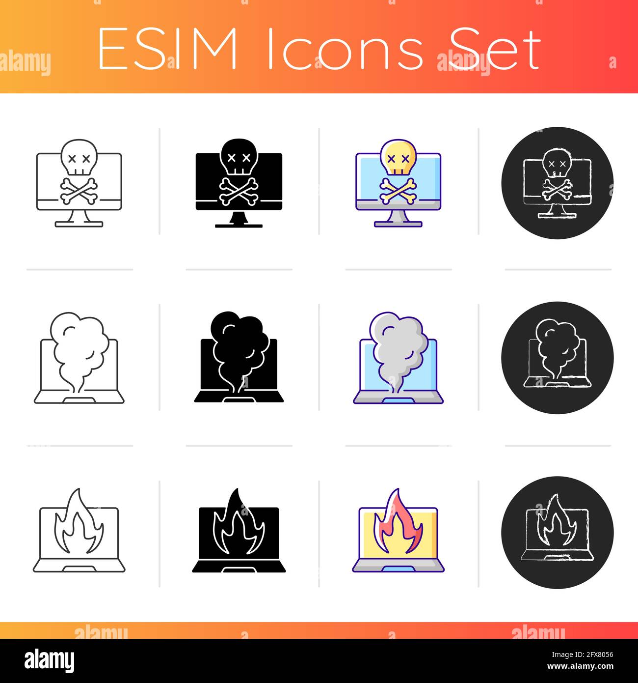 Computer Crash Icons Set Stock Vector Image And Art Alamy