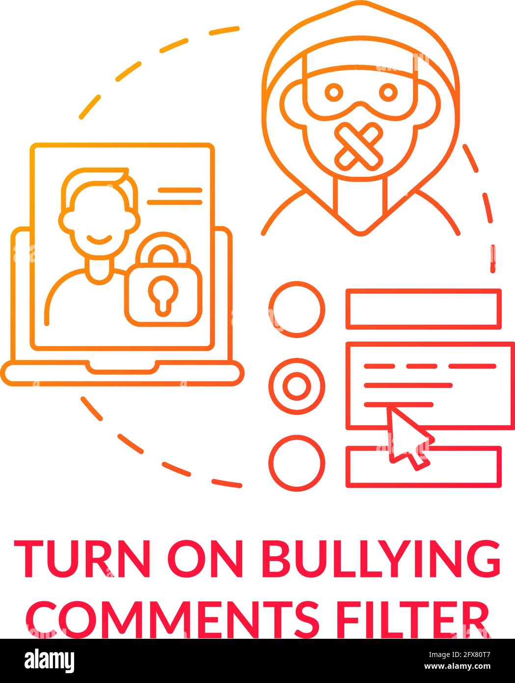 Turning on bullying comments filter concept icon Stock Vector Image ...