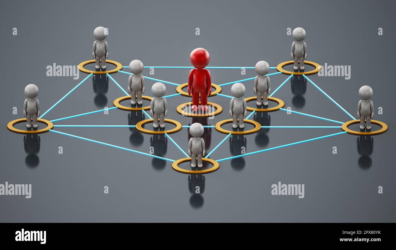 3d Red Social Network Community Men Team High Resolution Stock ...