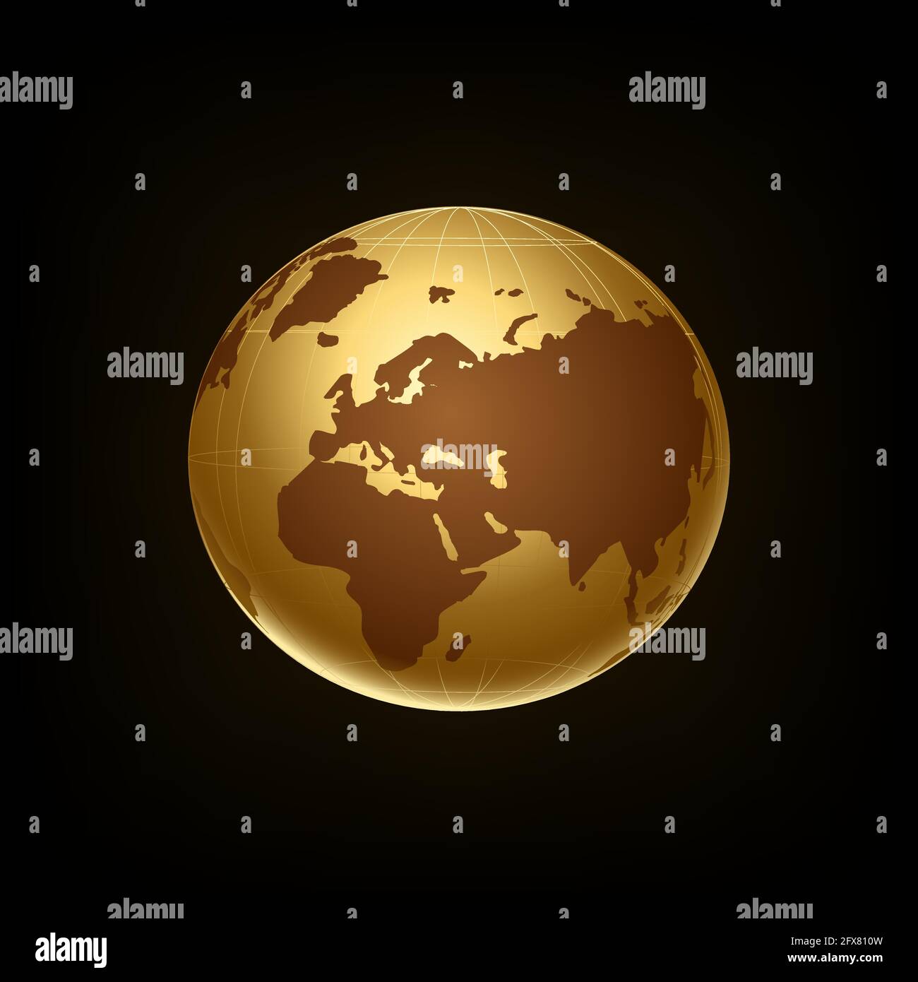 Golden transparent globe isolated on black background. Vector Stock ...
