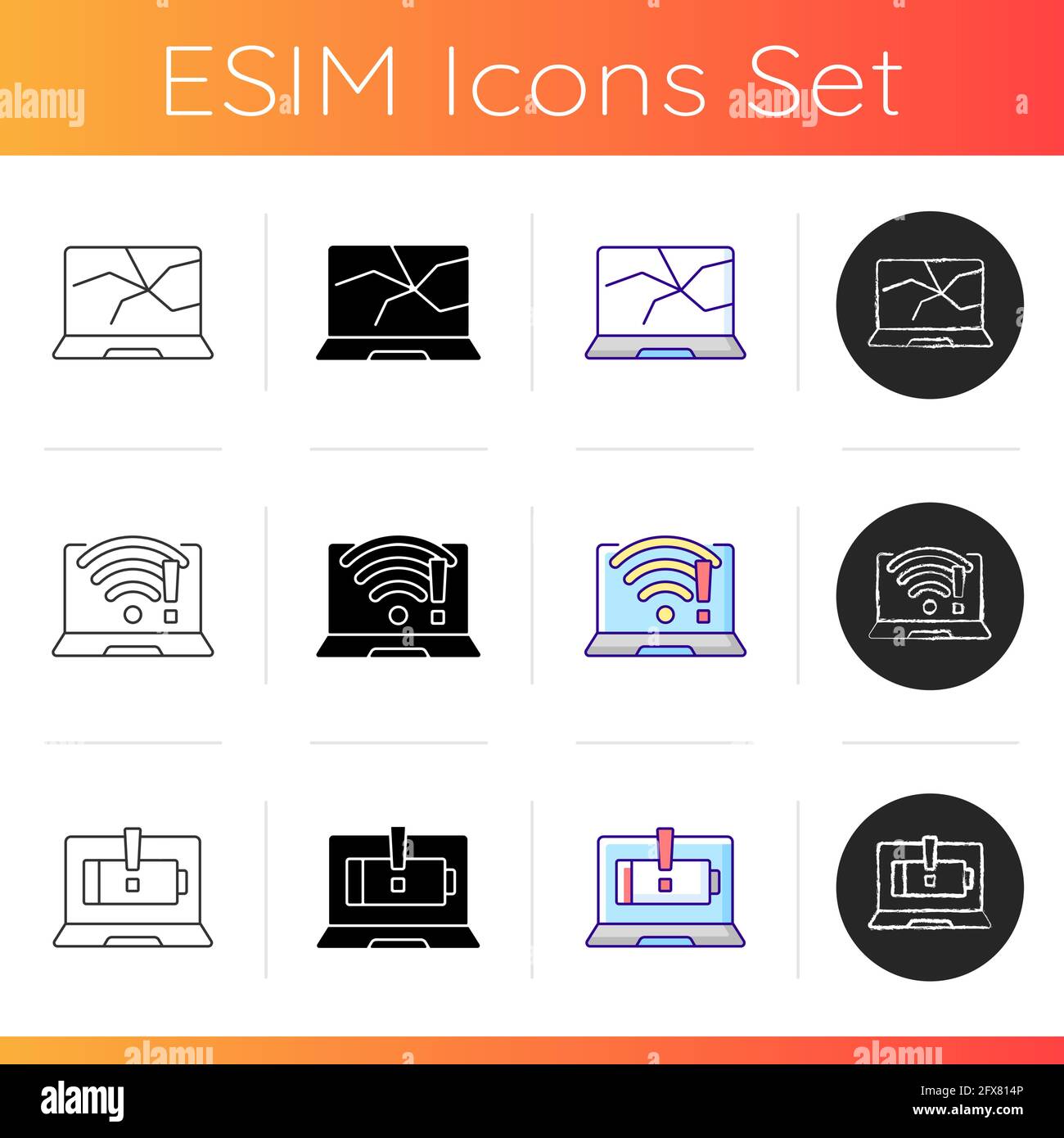 Broken computer icons set Stock Vector Image & Art - Alamy