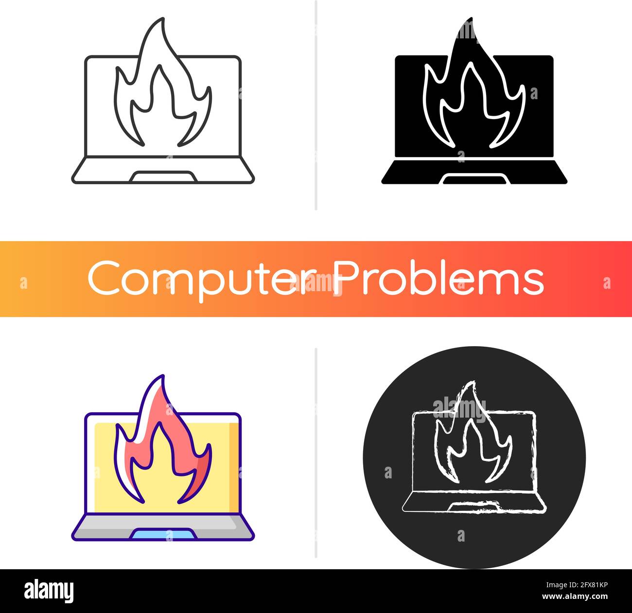 Computer burning icon Stock Vector Image & Art - Alamy