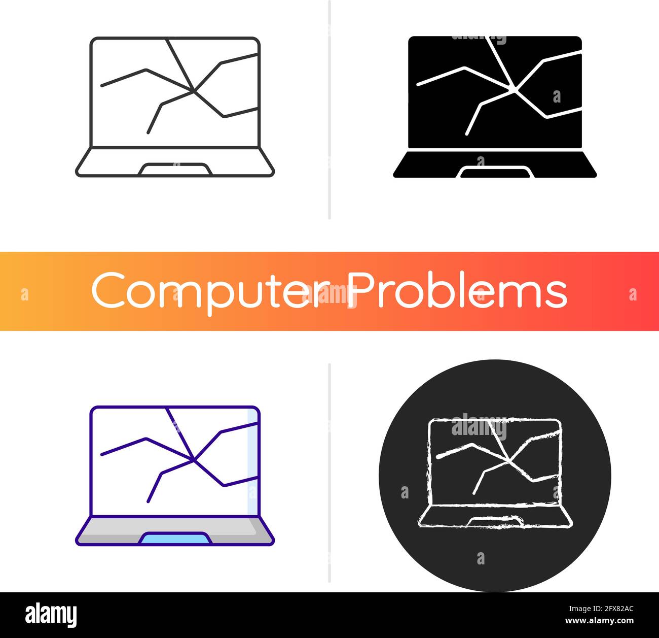 Smashed computer screen Stock Vector Images - Alamy