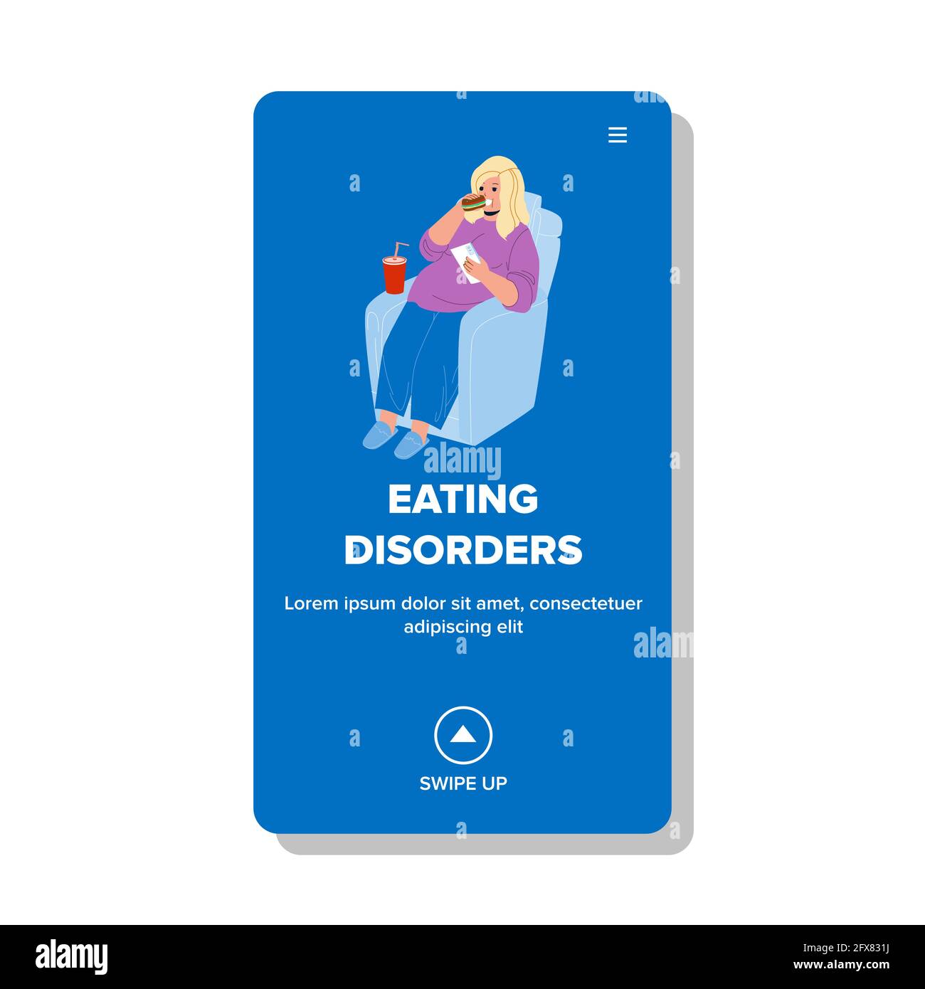Eating Disorders Problem Overweight Woman Vector Stock Vector Image ...