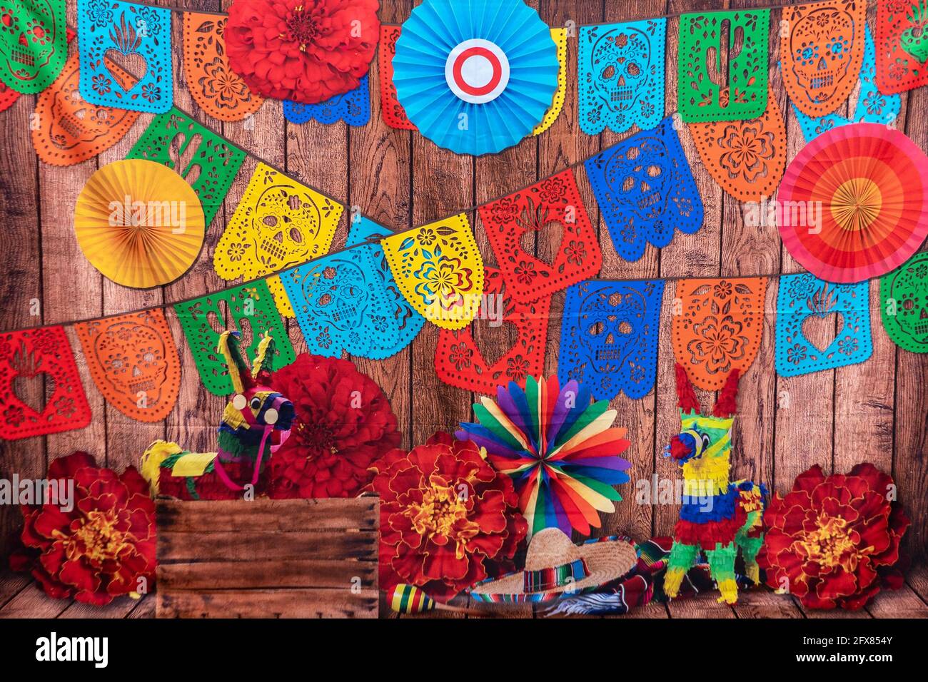 Mexican paper decorations for Fiesta Stock Photo - Alamy