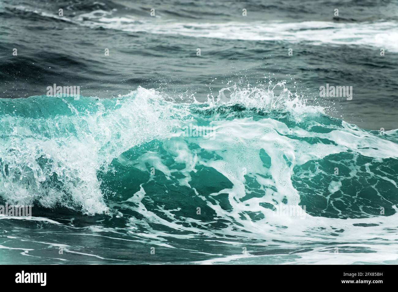 Close up of a wave. Blue clear water splash, ocean background Stock ...