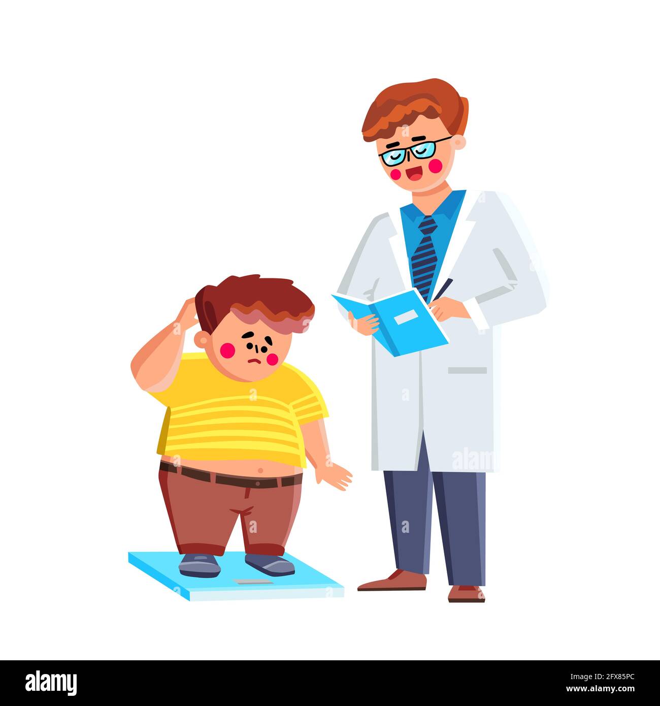 Obese Child Boy Consulting With Doctor Vector Stock Vector Image & Art ...