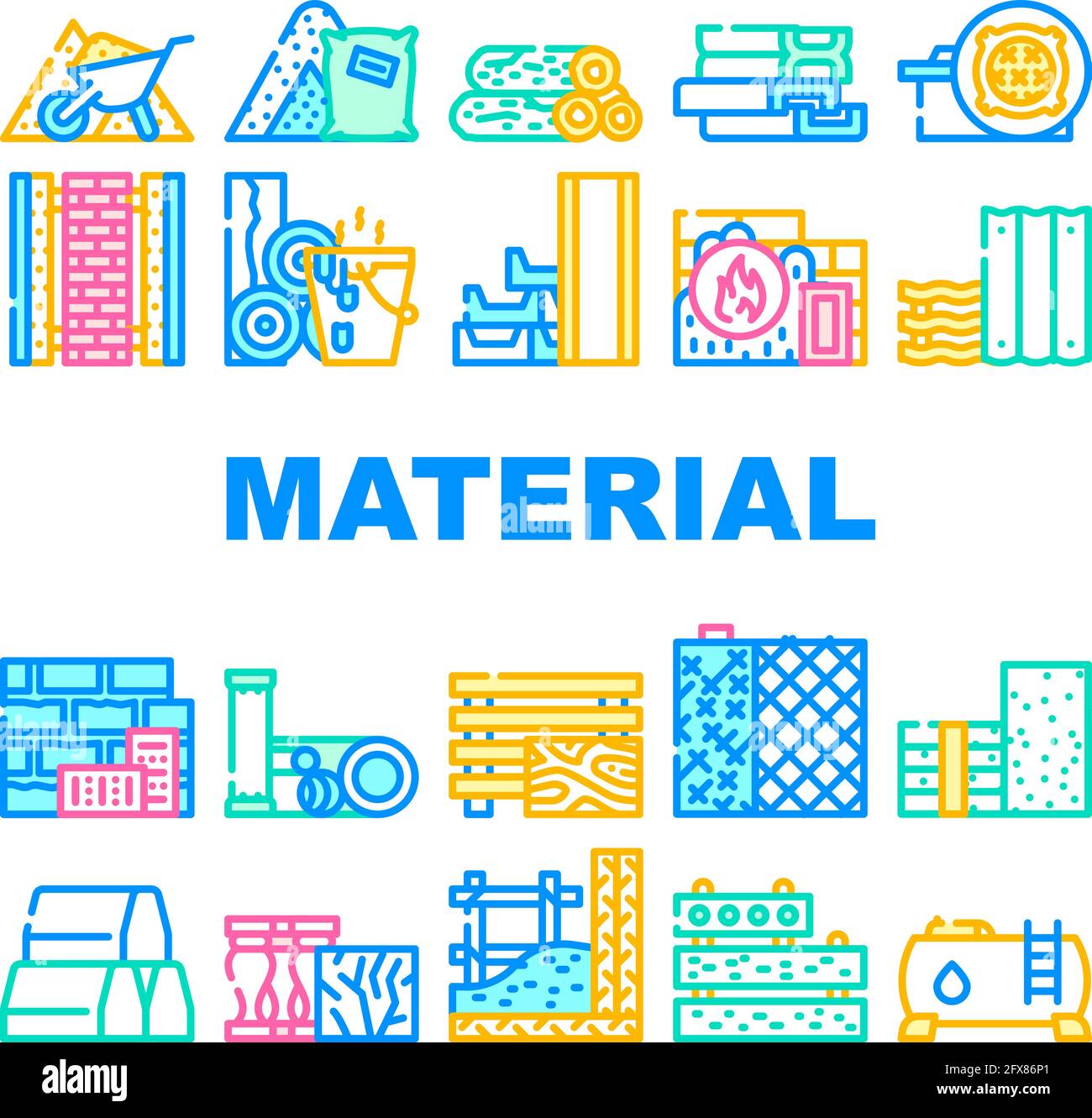 Building Material Collection Icons Set Vector Stock Vector Image & Art ...