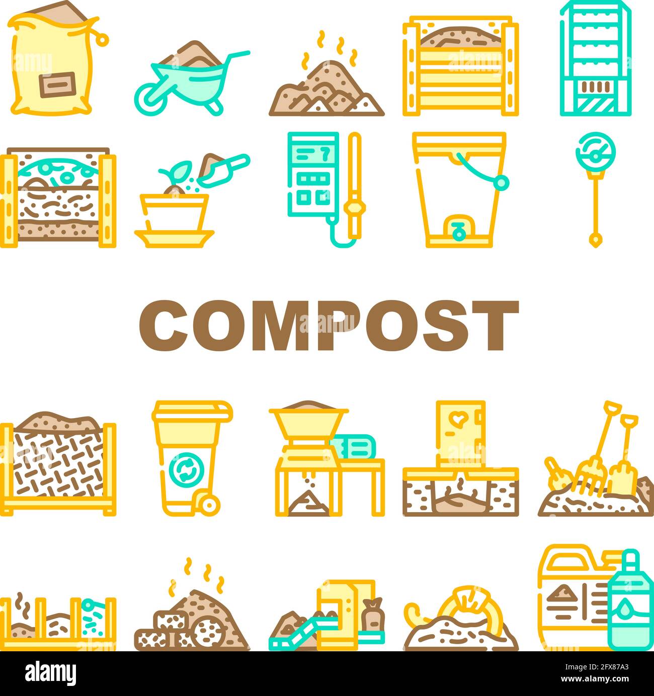 Compost Production Collection Icons Set Vector Stock Vector Image & Art ...