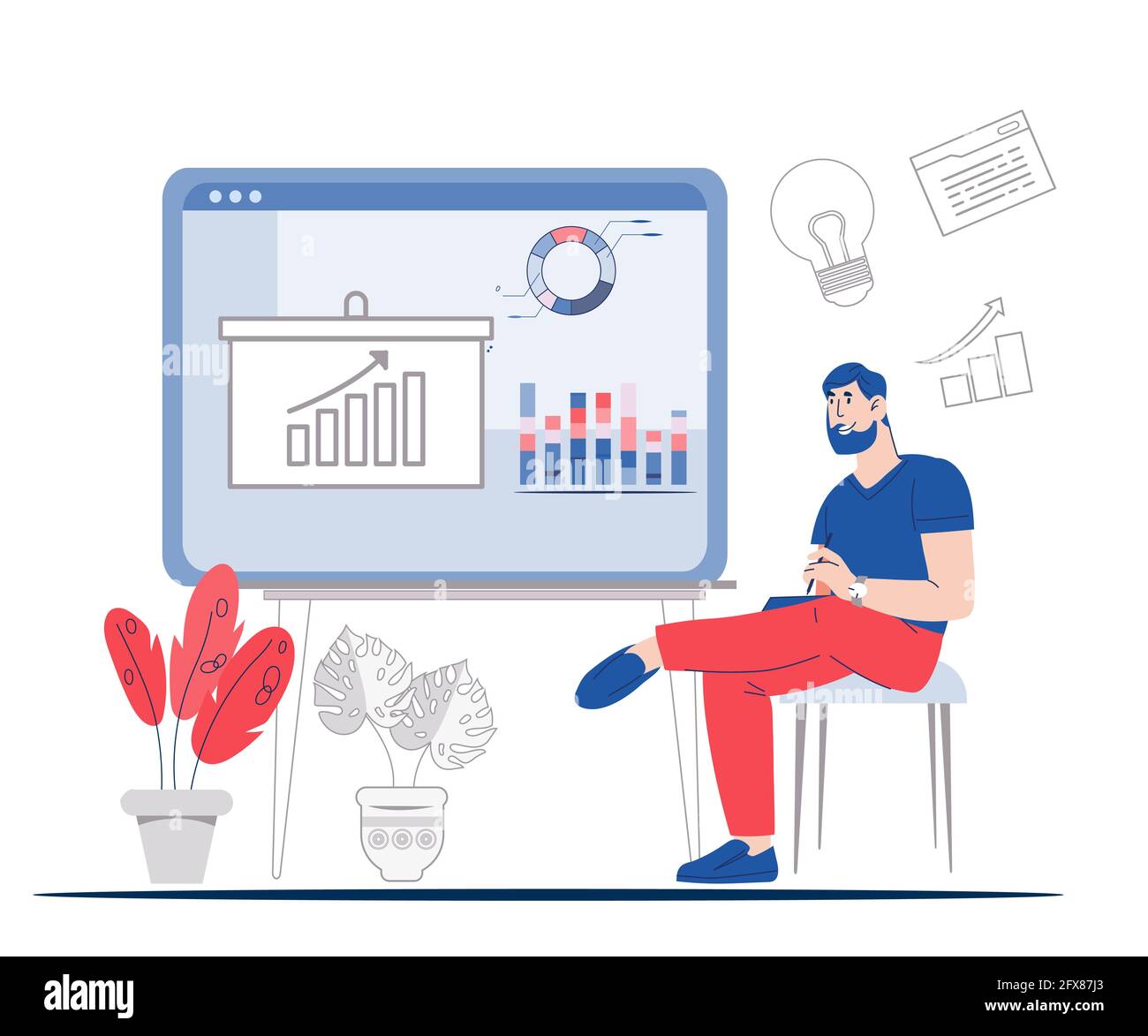 Remote business, finance and investment management concept with ...