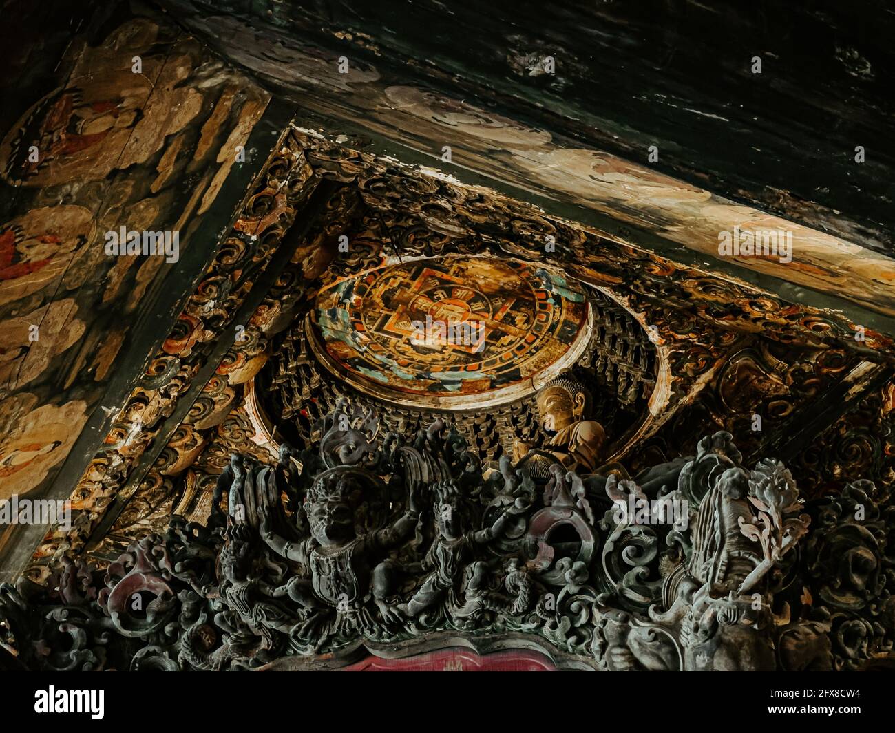Ceiling of the Ming dynasty-era Buddhist temple of Wisdom Attained in ...