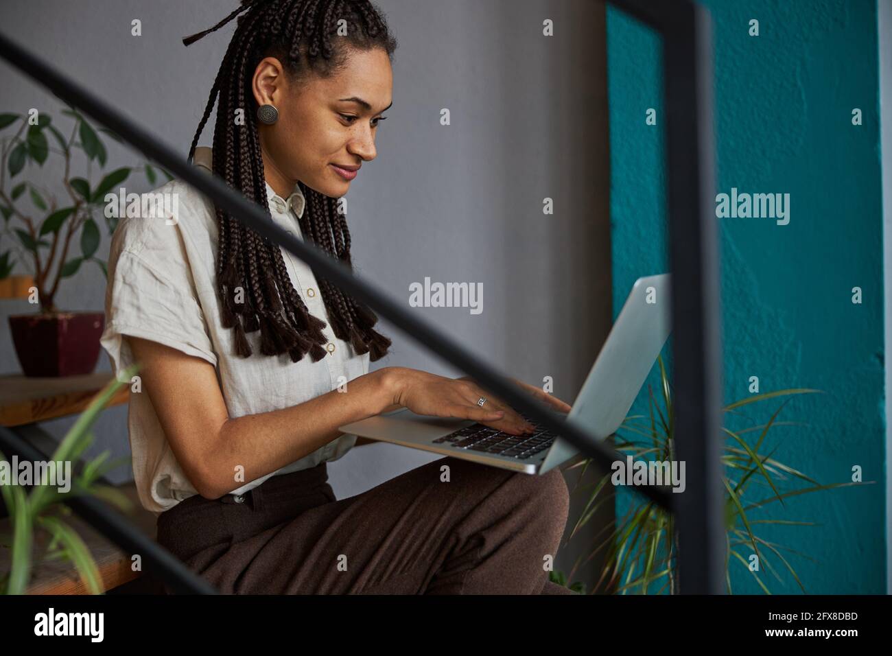 Side view concentrated lady hi-res stock photography and images - Alamy