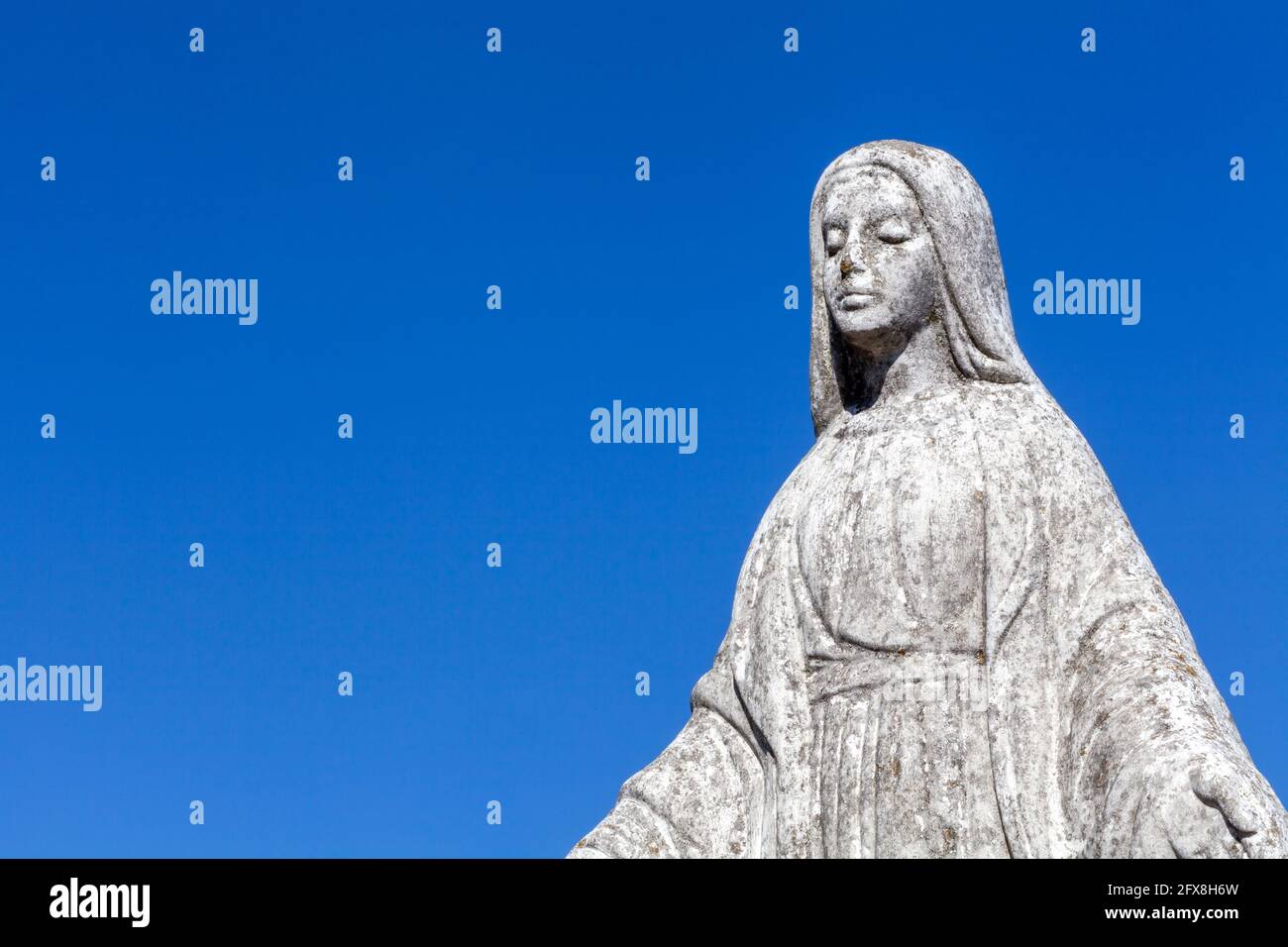 Mary, mother of Jesus, Mary of Nazareth old antique white stone statue ...
